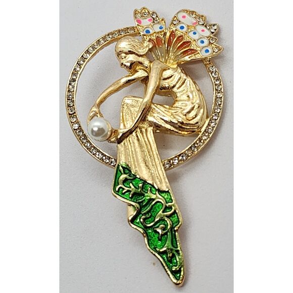 Jewelry | Fairy Brooch Art Deco Style Faux Pearl Rhinestones Enamel ...